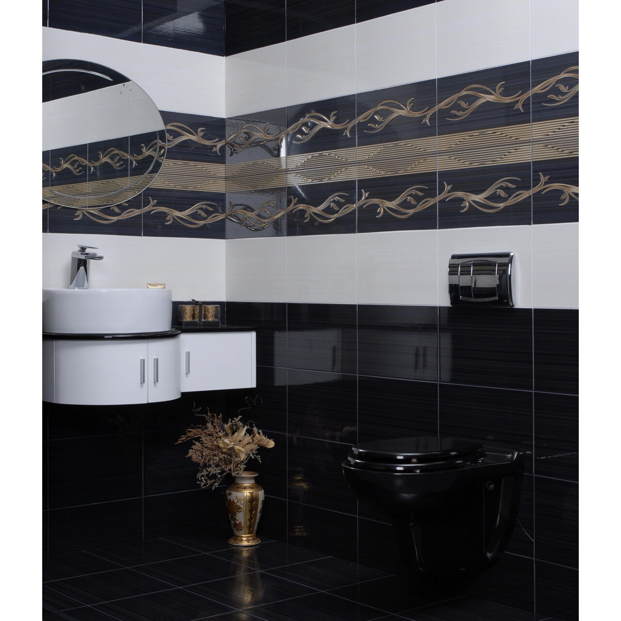 Gresie Negru SOREL 7592 model dungi 33.3x33.3 cm - Materiale.ro