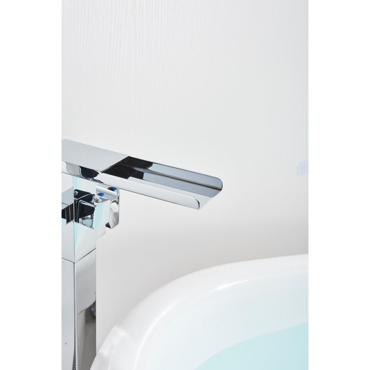 Baterie cada freestanding, design rectangular, culoare cromata, montaj ...