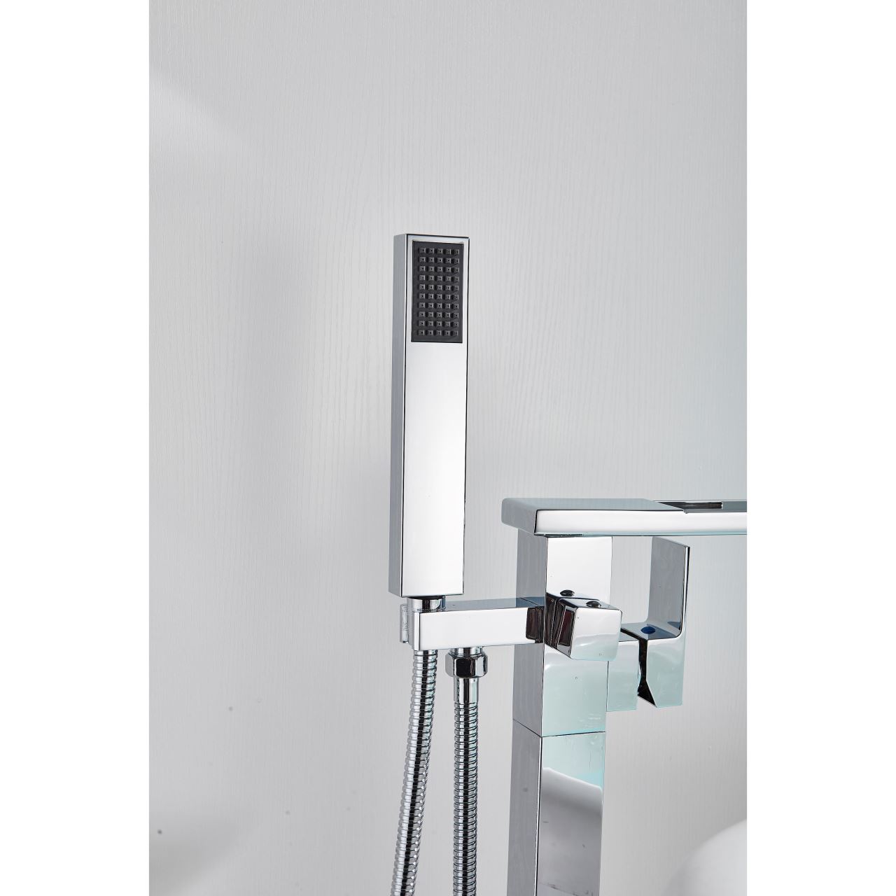 Baterie cada freestanding, design rectangular, culoare cromata, montaj ...