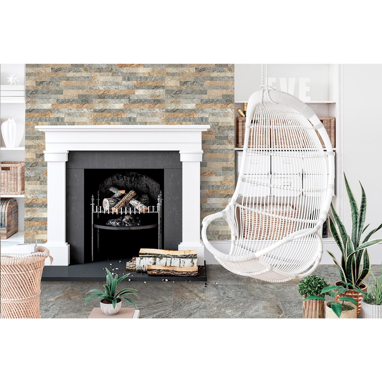 Gresie Quartz, model piatra, 6060-0355, 60 x 30 cm, culoare multicolor ...