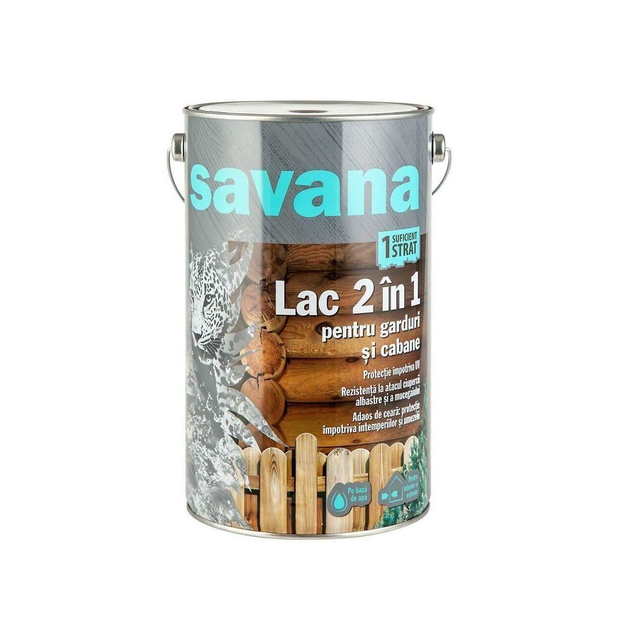 Lac pentru lemn Savana 2 in 1 garduri si cabane, pe baza de apa STEJAR ...